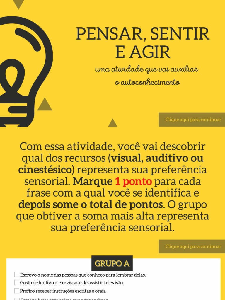 Pensar, Sentir e Agir | PDF