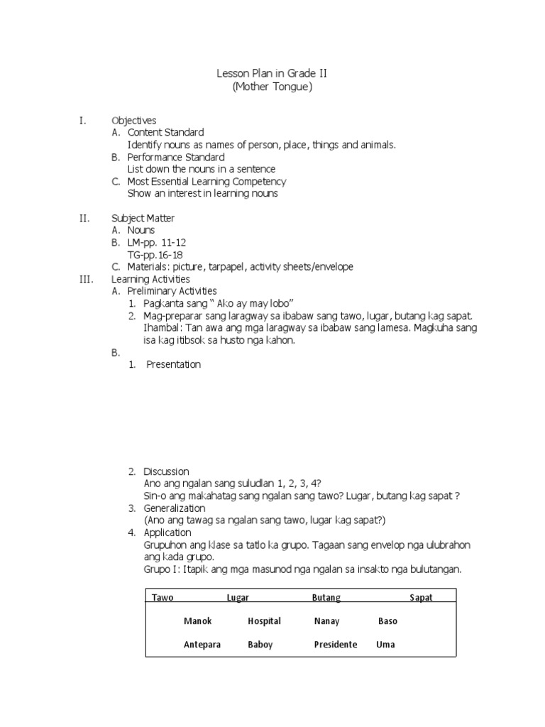 Lesson Plan (Hiligaynon) | PDF