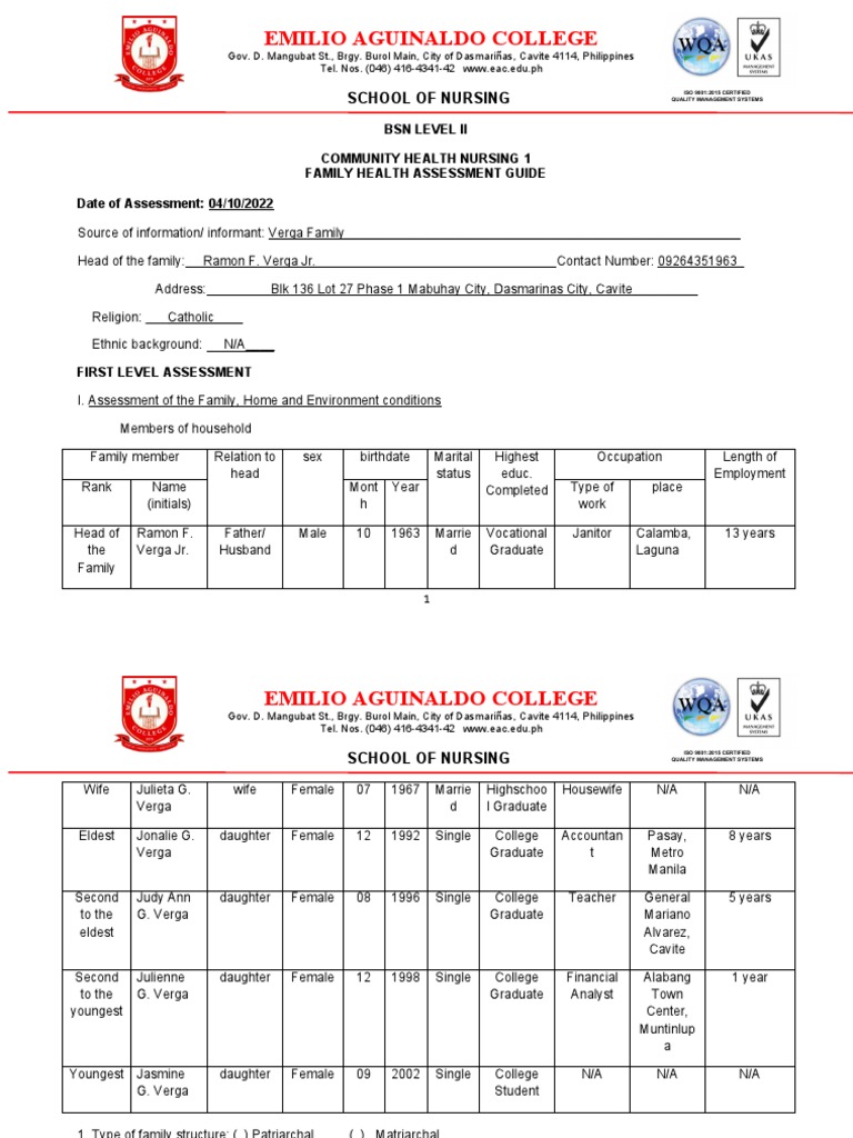 Verga - Jasmine Activity 1 CHN Rle | PDF | Nursing | Gout