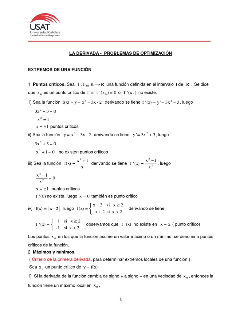 S11D Aplicaciones de La Derivada Problemas de Optimizacion 2022 - Ii | PDF | Máximos y mínimos ...