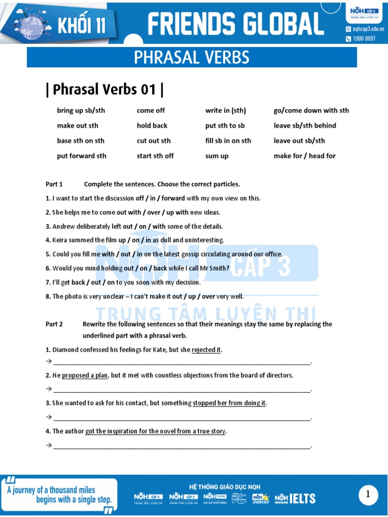 FRIENDS GLOBAL PHRASAL VERBS UNIT 1 | PDF