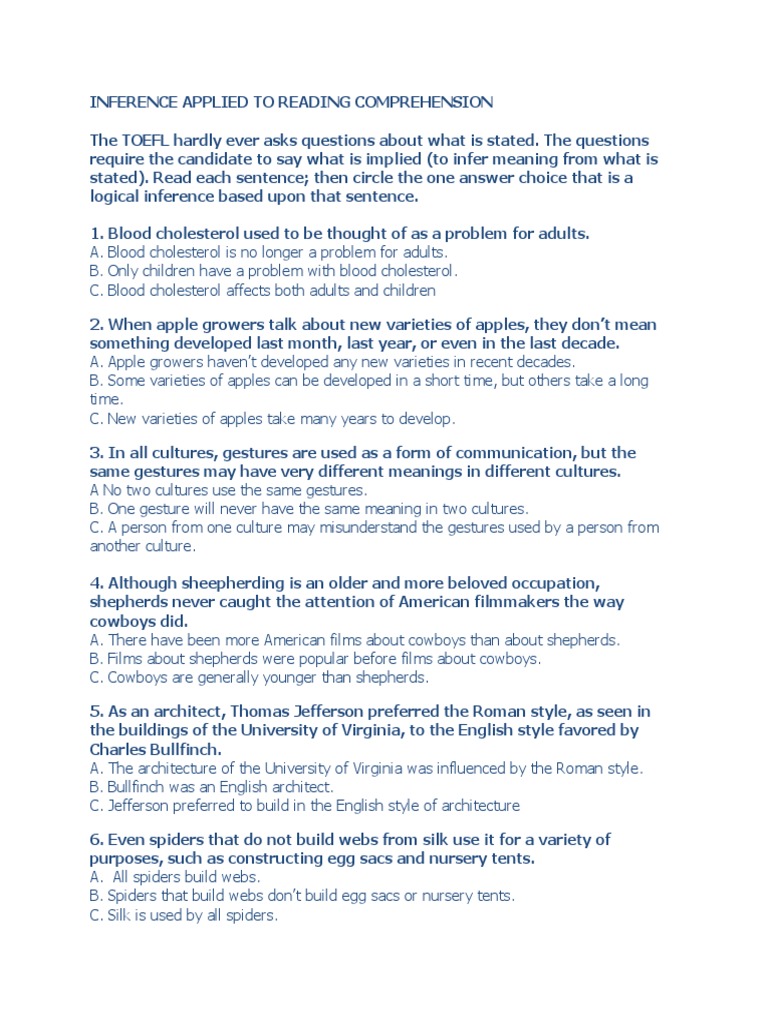 Exercise On Inference-Context - Unit 6 | PDF | Spider