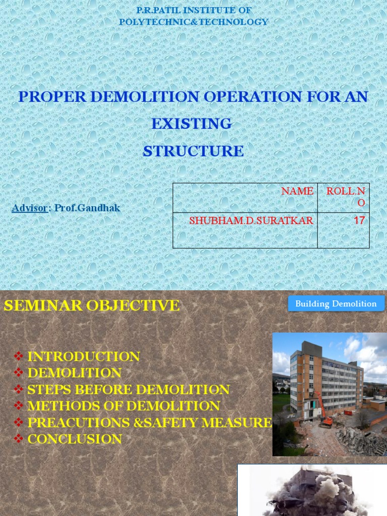 Demolition of Existing Structure | PDF
