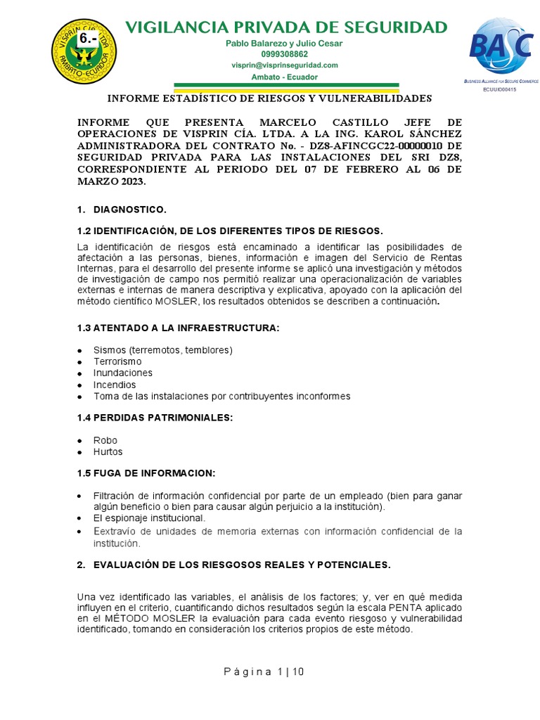6.-INFORME DE RIESGOS-VULNERABILIDADES[36319] NUEVO | PDF | Metodología ...