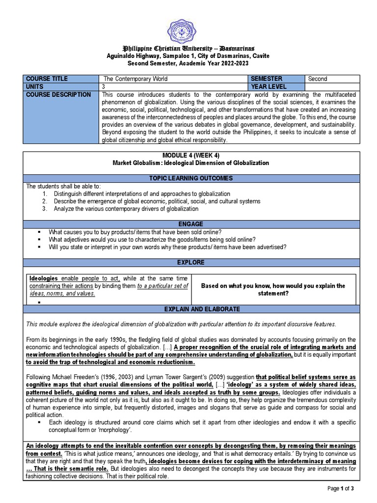 TCW Module 4 | PDF | Politics