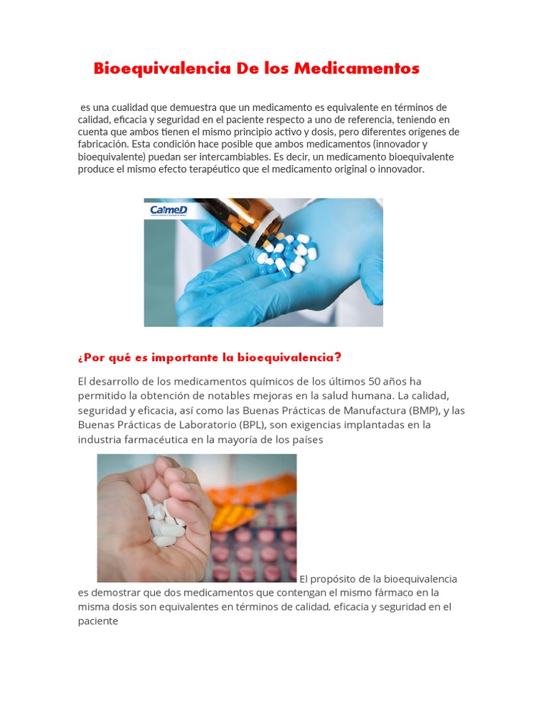 Bioequivalencia de Los Medicamentos | PDF