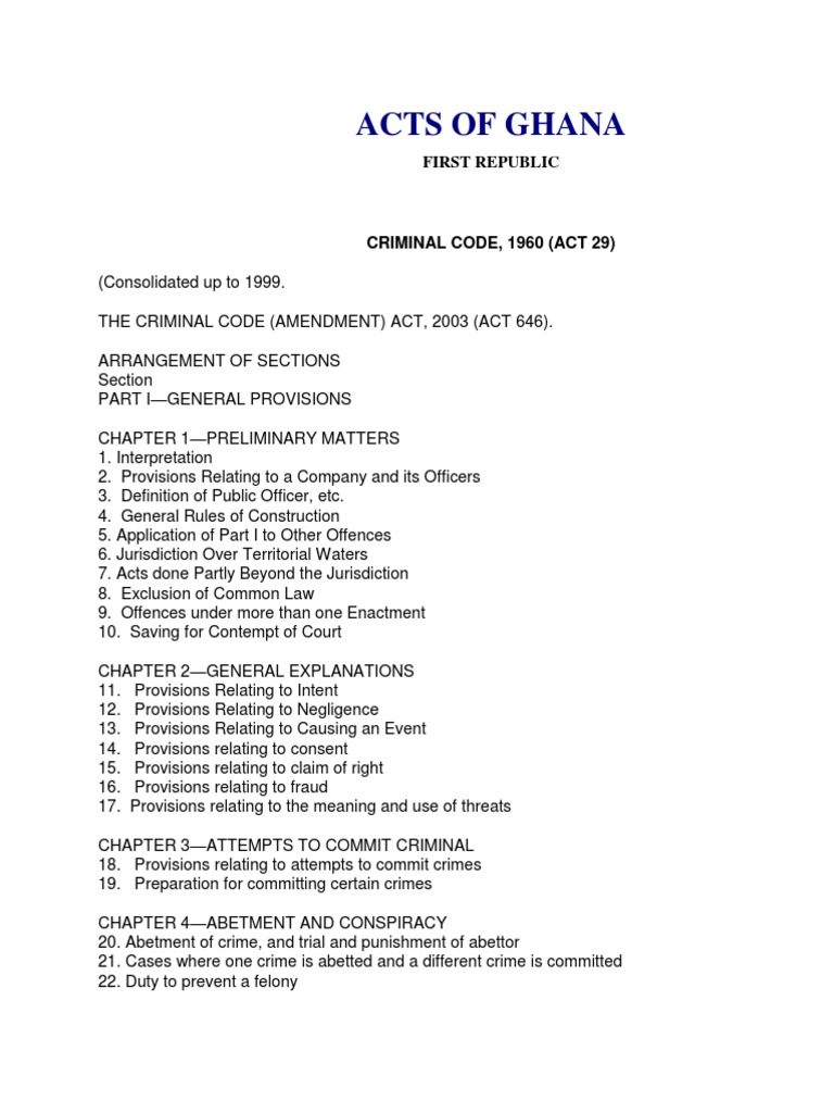 Criminal Offences Act - 1960 ACT 29 | PDF
