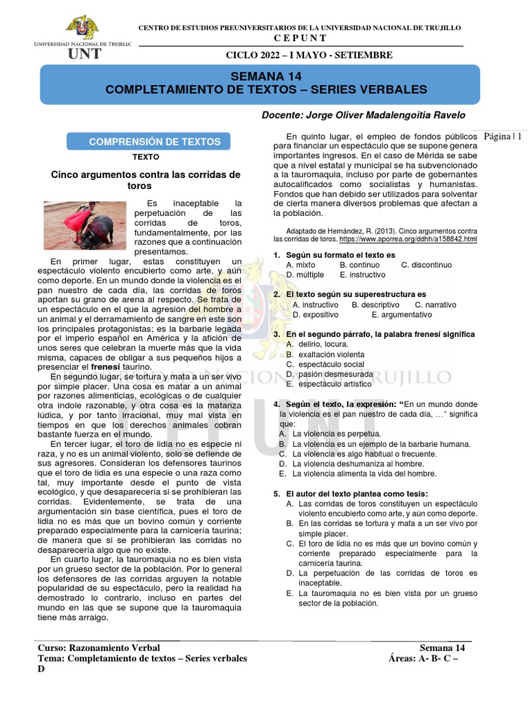 SESION 14 PRAC TICA | PDF | Toreo | Violencia