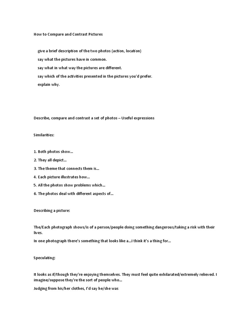 Guide To Describing Pictures | PDF