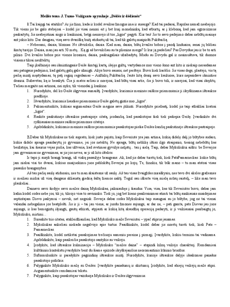 Meiles Tema-Vaizgantas-Istraukos | PDF