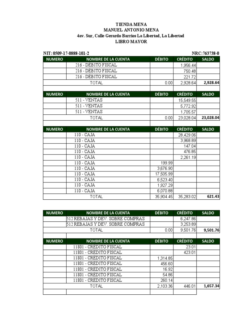 Ejemplo para Elaborar Balance de Comprobacion 2023 | PDF
