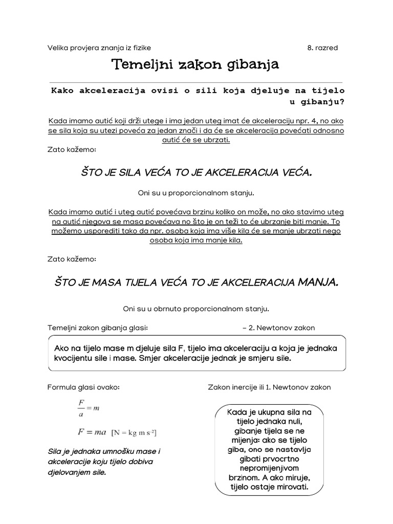 Temeljni Zakon Gibanja | PDF