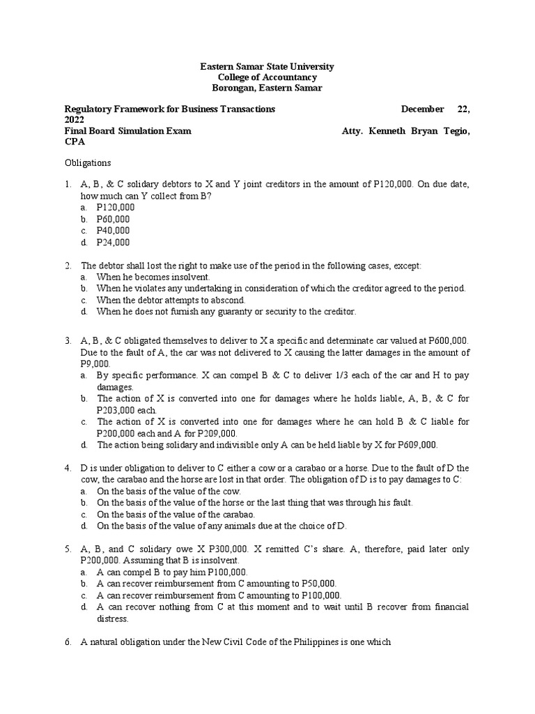 Final Exam RFBT | PDF