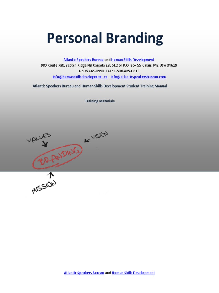 Personal Branding Student Training Manual PDF Download | PDF | Brand ...