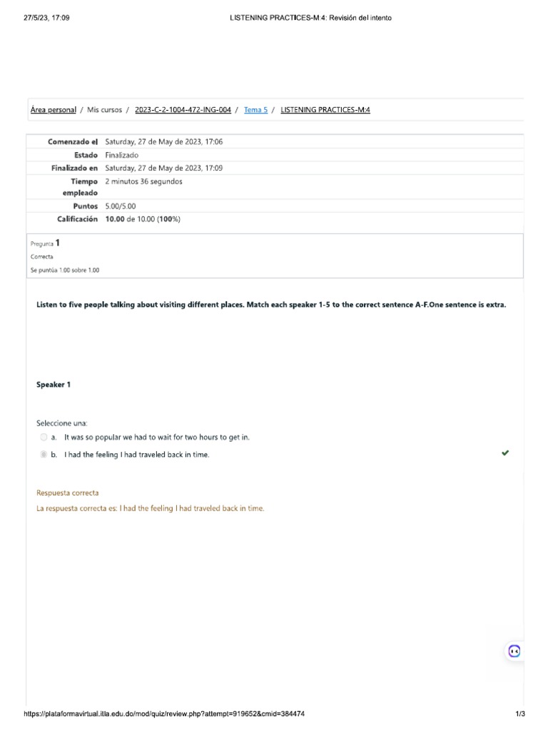 LISTENING PRACTICES-M4 Revisión Del Intento | PDF