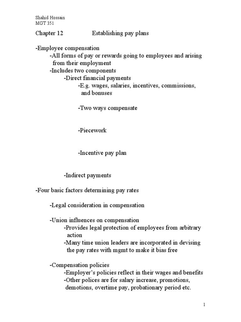 Chapter 12 Establishing Pay Plans | PDF | Career & Growth
