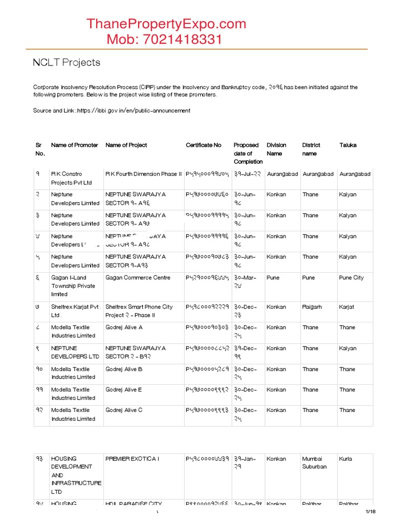Bankrupt Projects | PDF