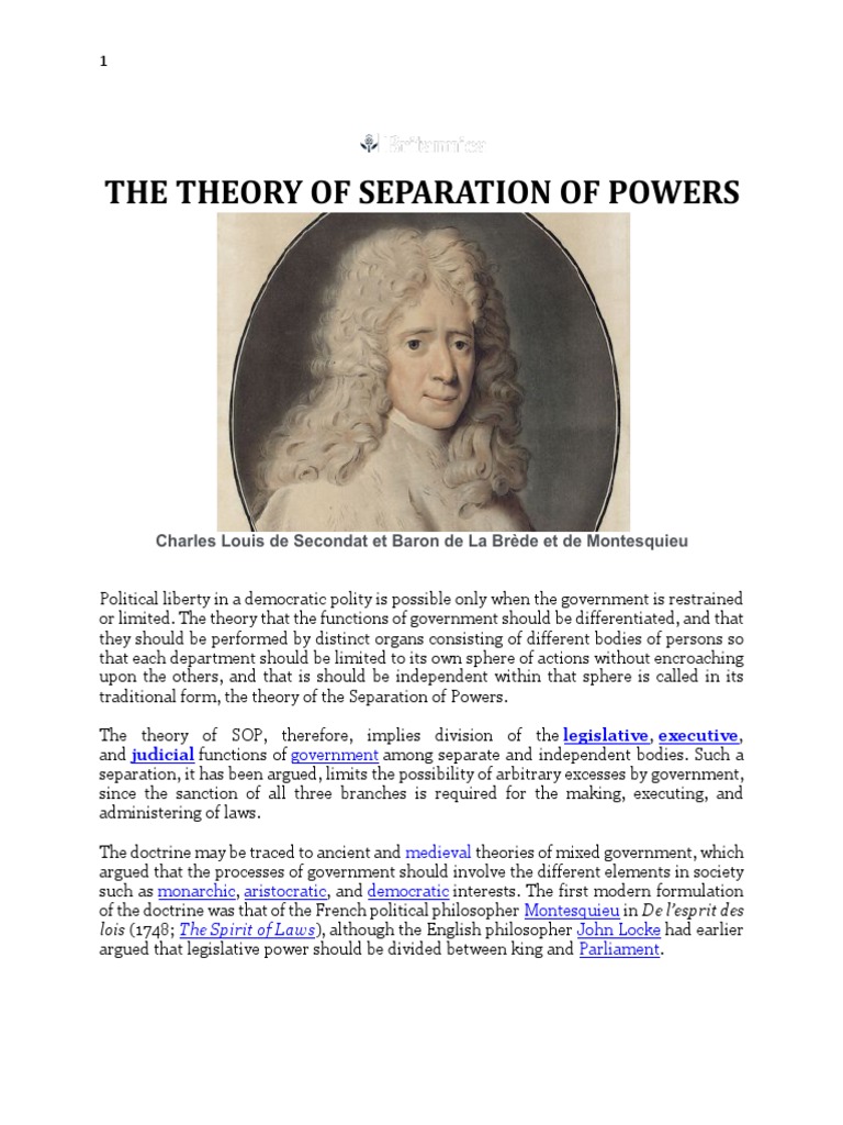 The Theory of Separation of Powers | PDF | Separation Of Powers ...