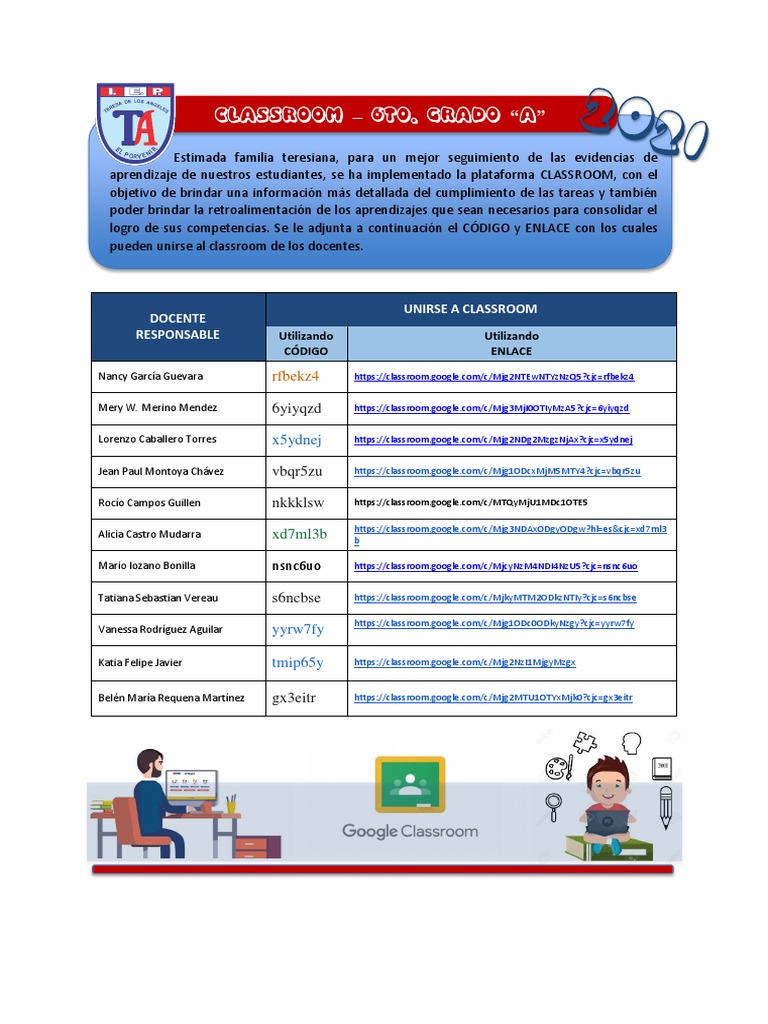 Classroom 6A: Instrucciones 2021 | PDF