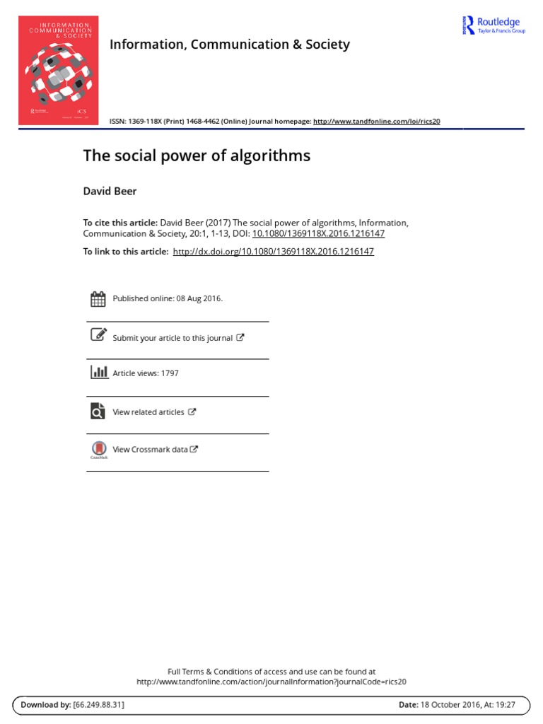The Social Power of Algorithms | PDF | Discourse | Truth