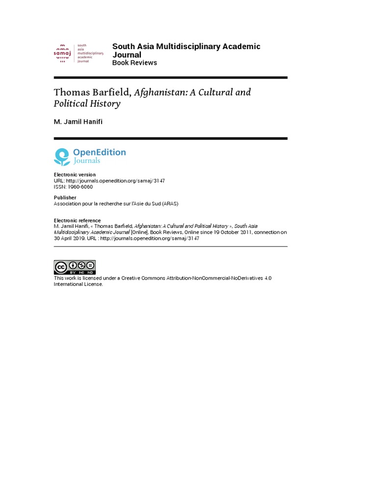 AFghanistan A Cultural and Political History - Thomas - Barfield | PDF ...