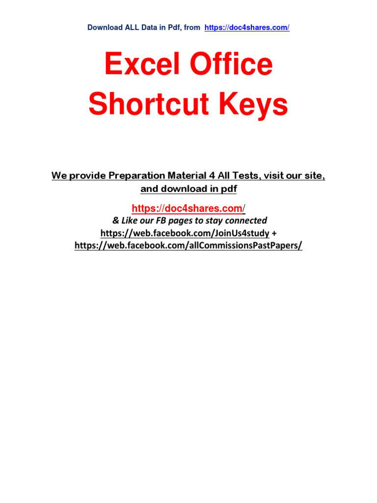 Excel Office Shortcut Keys | PDF