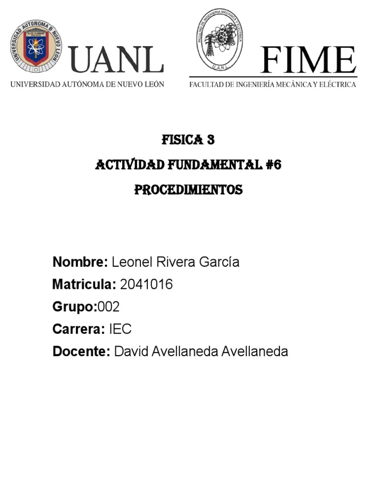 PROCEDIMIENTOS ACT#6 Leonel Rivera García | PDF