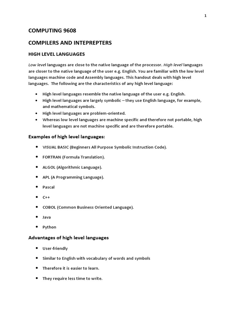 Language Translators Computer Science As Level | PDF | Java Virtual ...