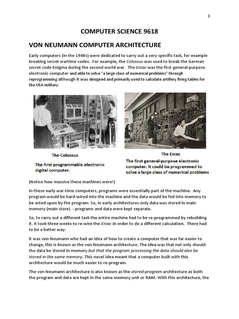 Von Neumann Architecture Computer Science | PDF
