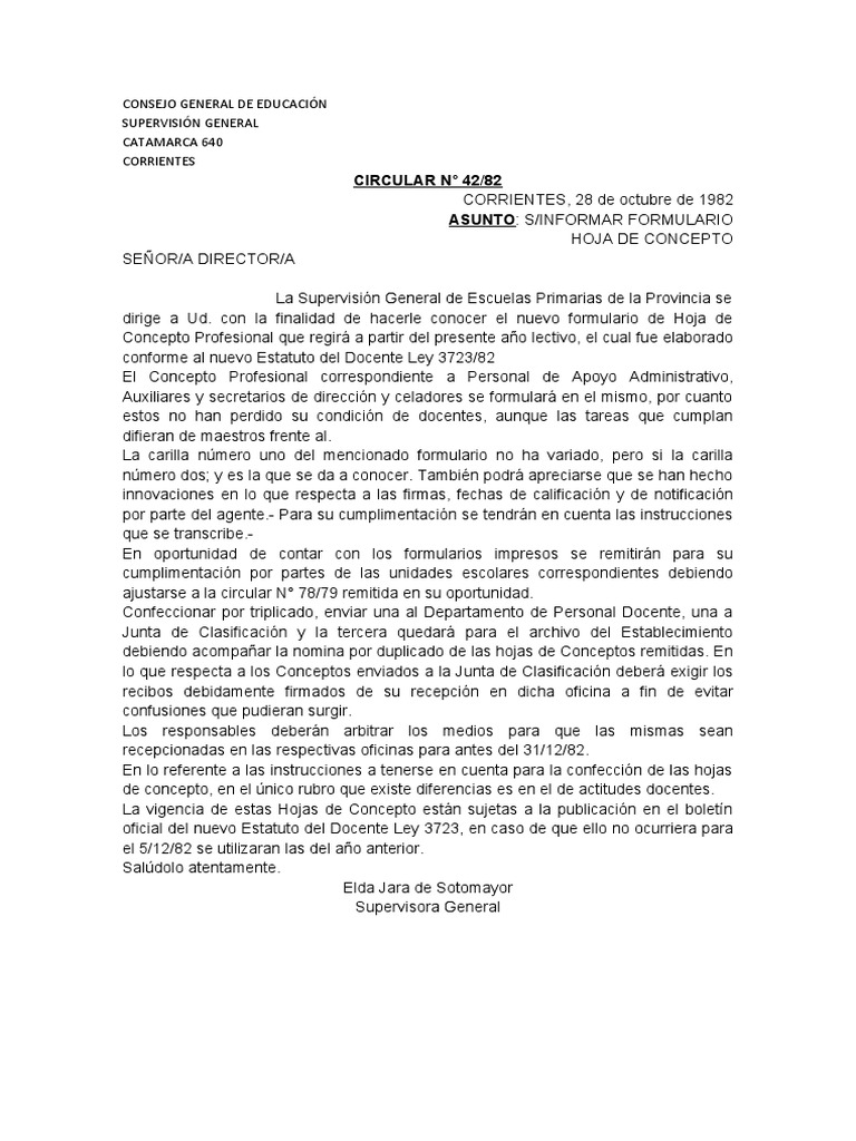 9-Circular N°42-82 - Concepto Profesional | PDF