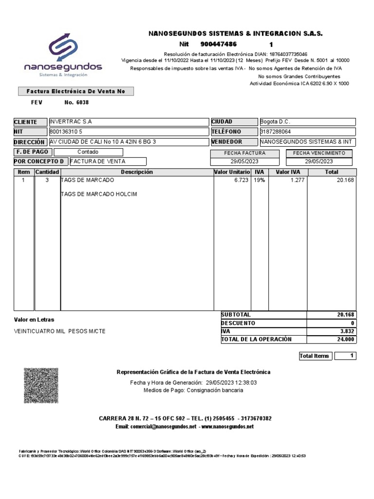 Fev 6038 Invertrac Tags de Marcado Holcim Mayo 2023 | PDF