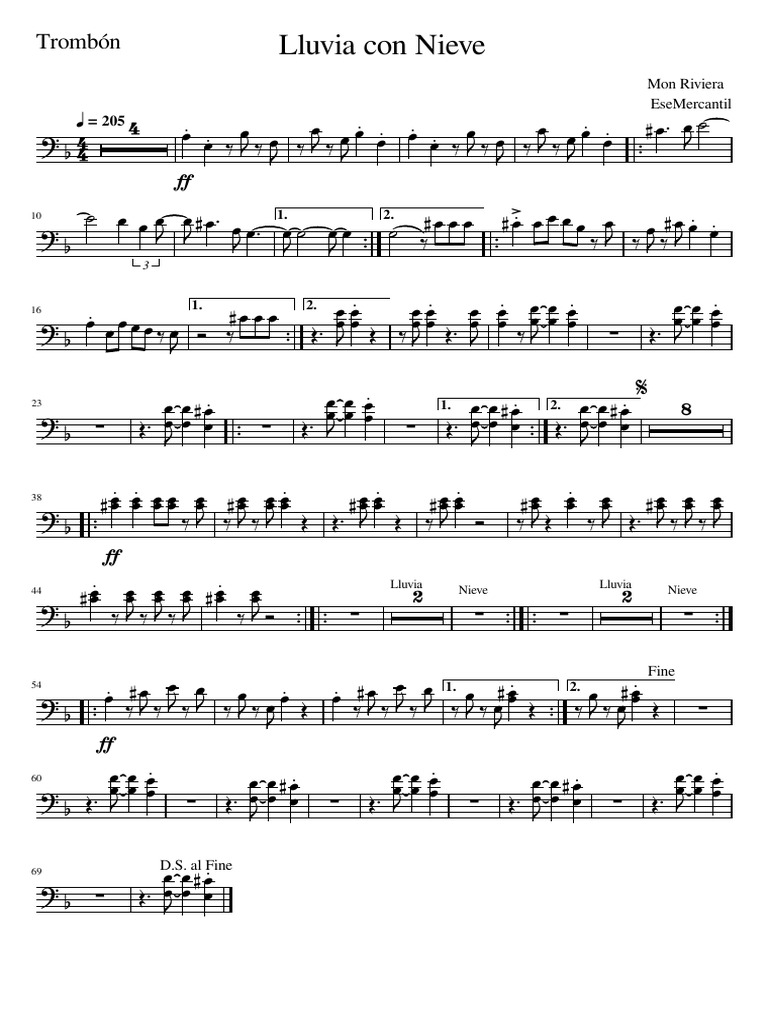 Lluvia Con Nieve - Mon Rivera Lluvia Con Nieve TROMBÓN-Trombón | PDF