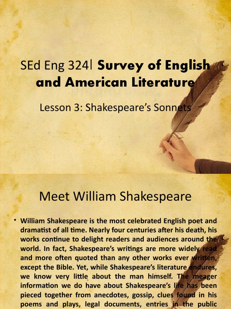 SEd Eng 324 Lesson 4 | PDF | William Shakespeare | Shakespeare's Sonnets