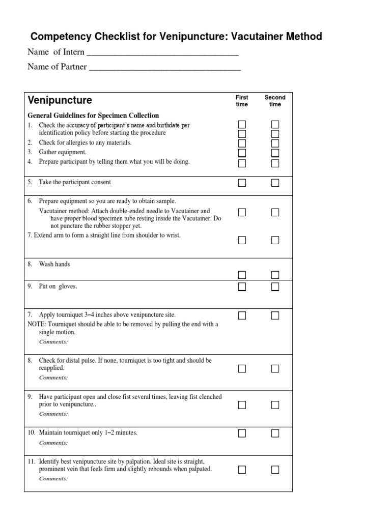 Competency-Checklist-Venipuncture | PDF