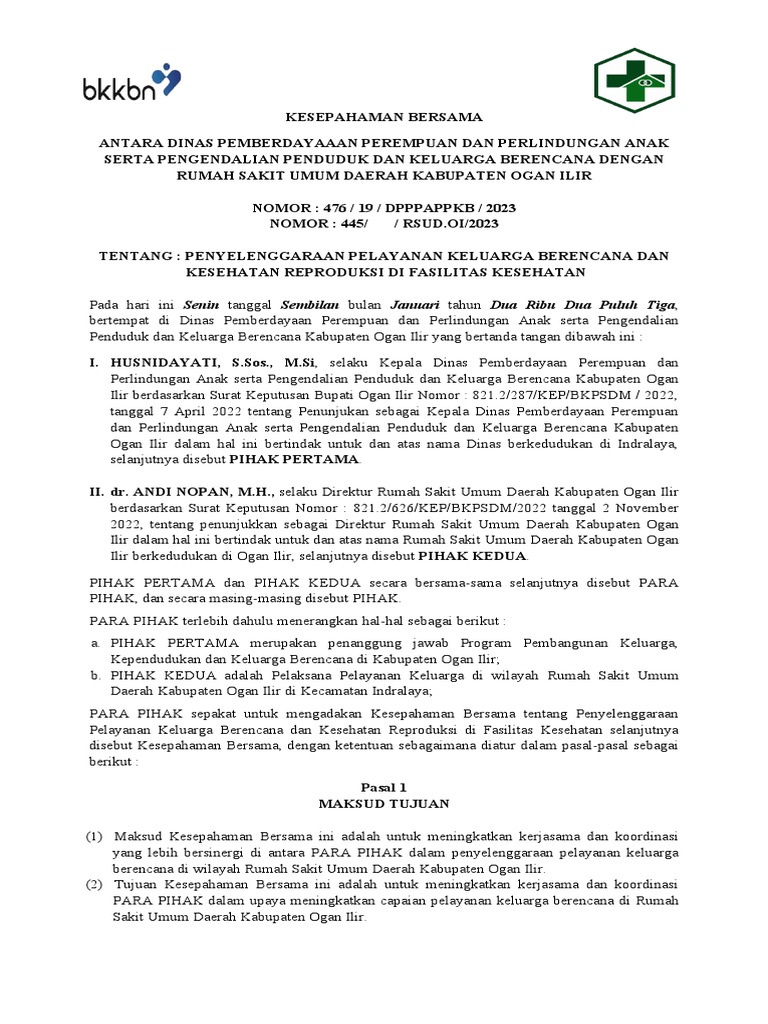 MOU Rumah Sakit | PDF