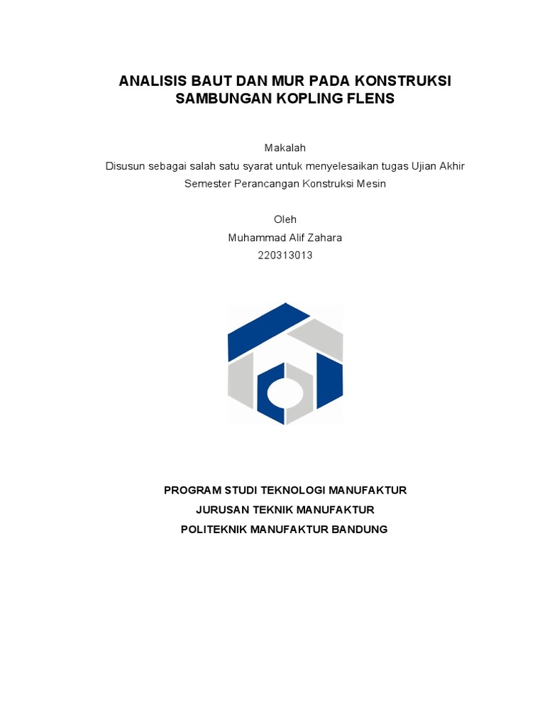 Analisis Baut Dan Mur Pada Konstruksi Sambungan Kopling Flens | PDF