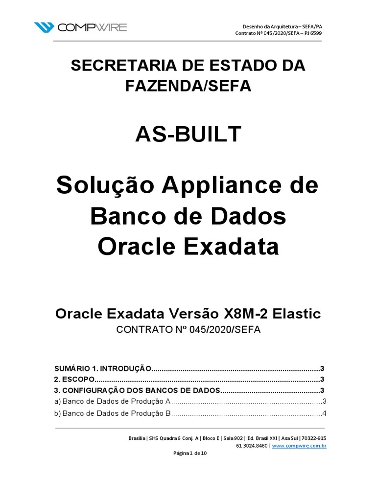 As-Built - Tre-Mt - Oracle Database Apliance | PDF | Dados de computador | Dados