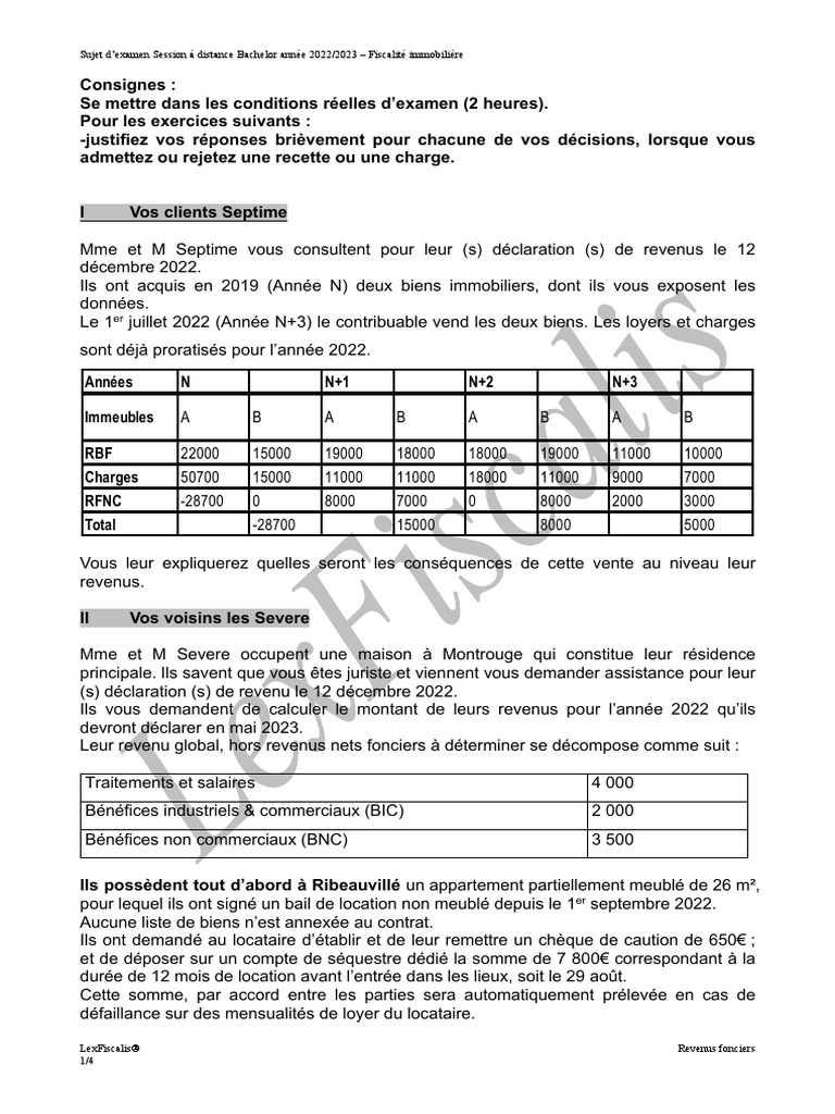 Sujet D'examen Bachelor 2022-2022 | PDF