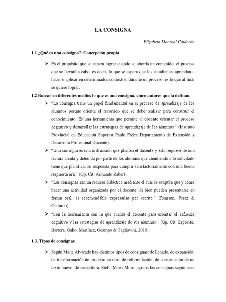 La Importancia de las Consignas Educativas | PDF | Maestros | Aprendizaje