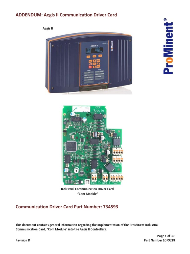 ADDENDUM Aegis II Communication Driver Card Manual RevD | PDF | Internet Protocols | Computer ...