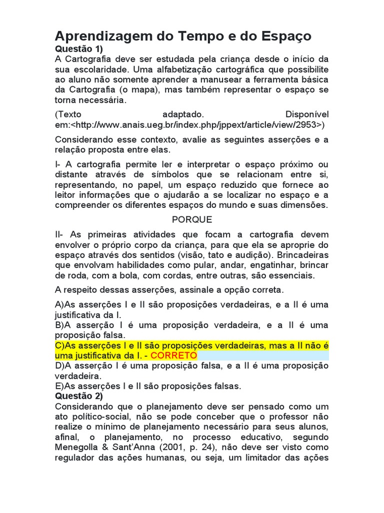 Aprendizagem Do Tempo e Do Espaço | PDF | Pedagogia | Geografia