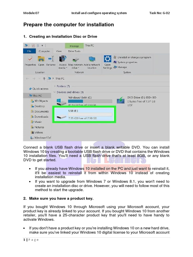 Prepare The Computer For Installation: 1. Creating An Installation Disc or Drive | PDF | Windows ...