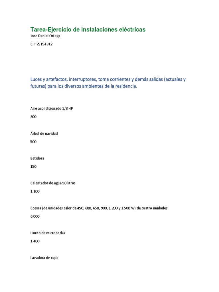 Tarea-Ejercicio de Instalaciones Eléctricas | PDF | Bienes manufacturados | Ingeniería mecánica