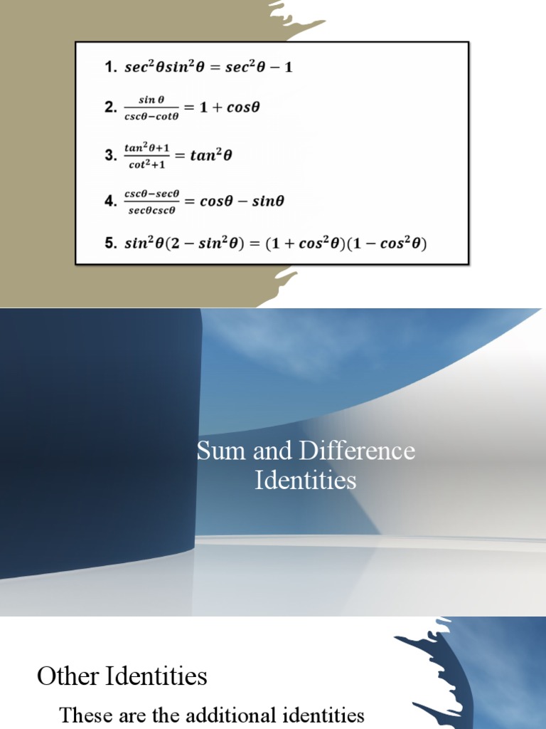 Trigonometric Sum and Difference Identities | PDF