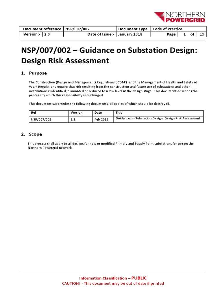 NSP 007 002 Guidance On Substation Design - Design Risk Assessment ...