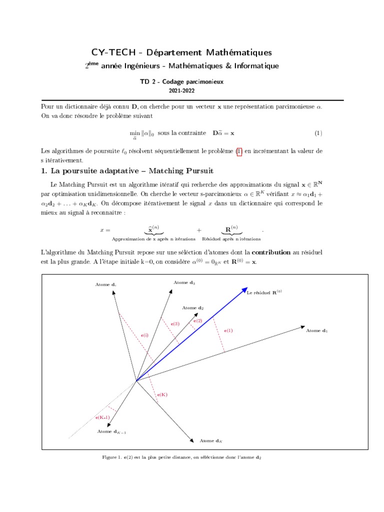 Algorithme de Matching Pursuit en TD | PDF