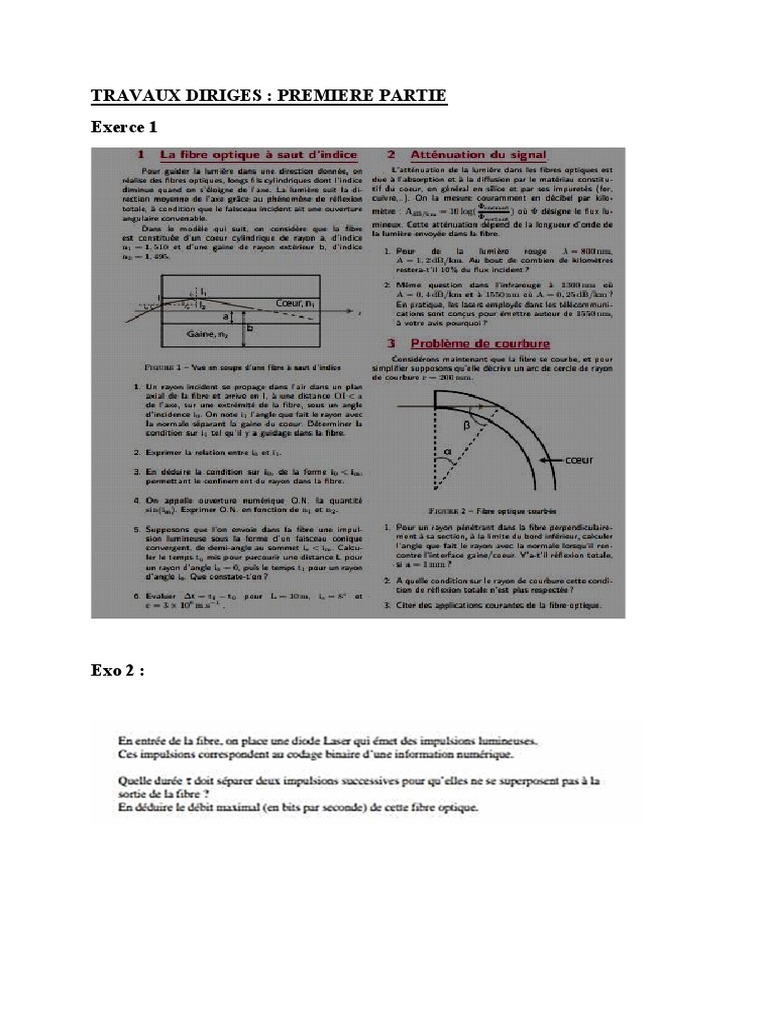 Fiche de TD Communication Optique | PDF