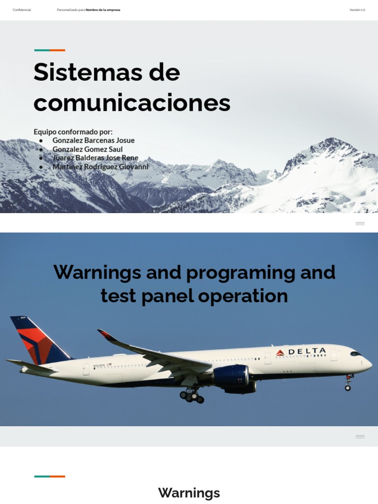 Sistemas de Comunicaciones. Warnings and Programing and Test Panel ...