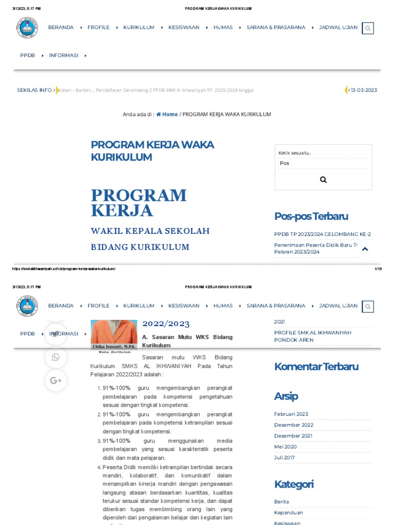 Program Kerja Waka Kurikulum2 | PDF