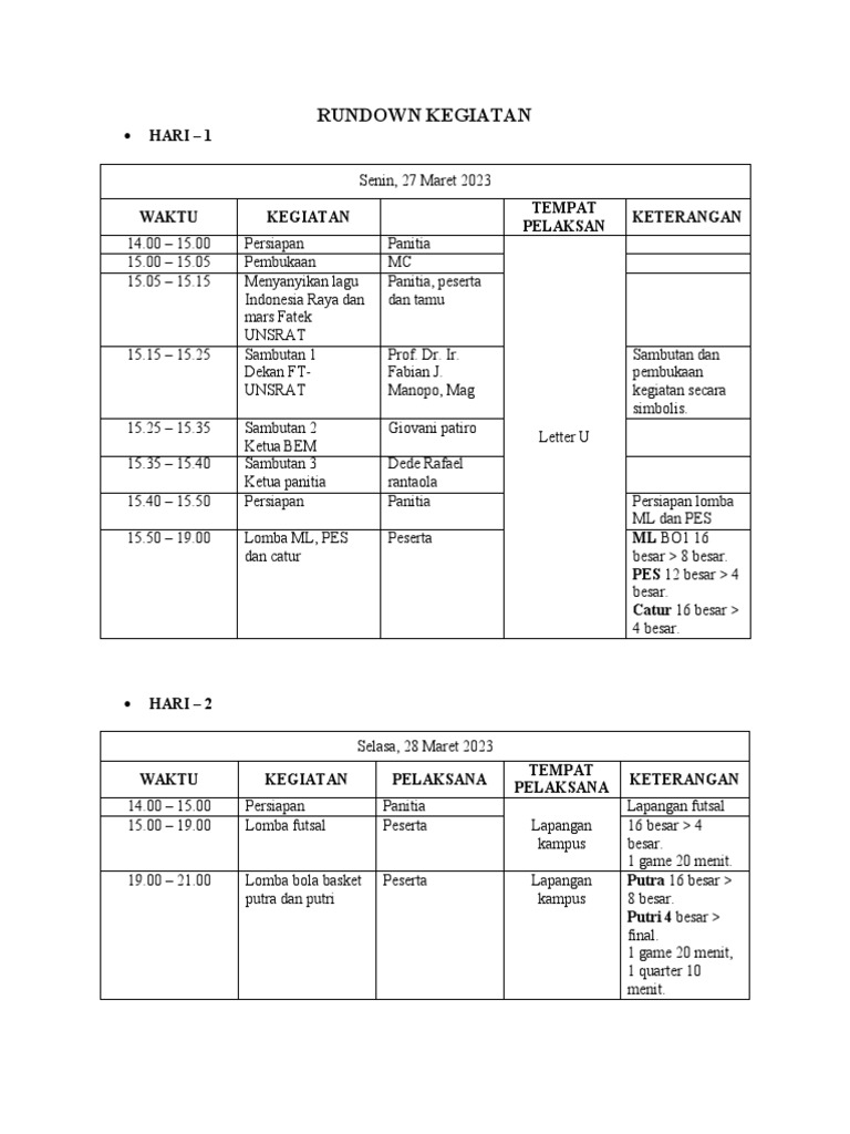 RUNDOWN KEGIATAN BARUpdf | PDF